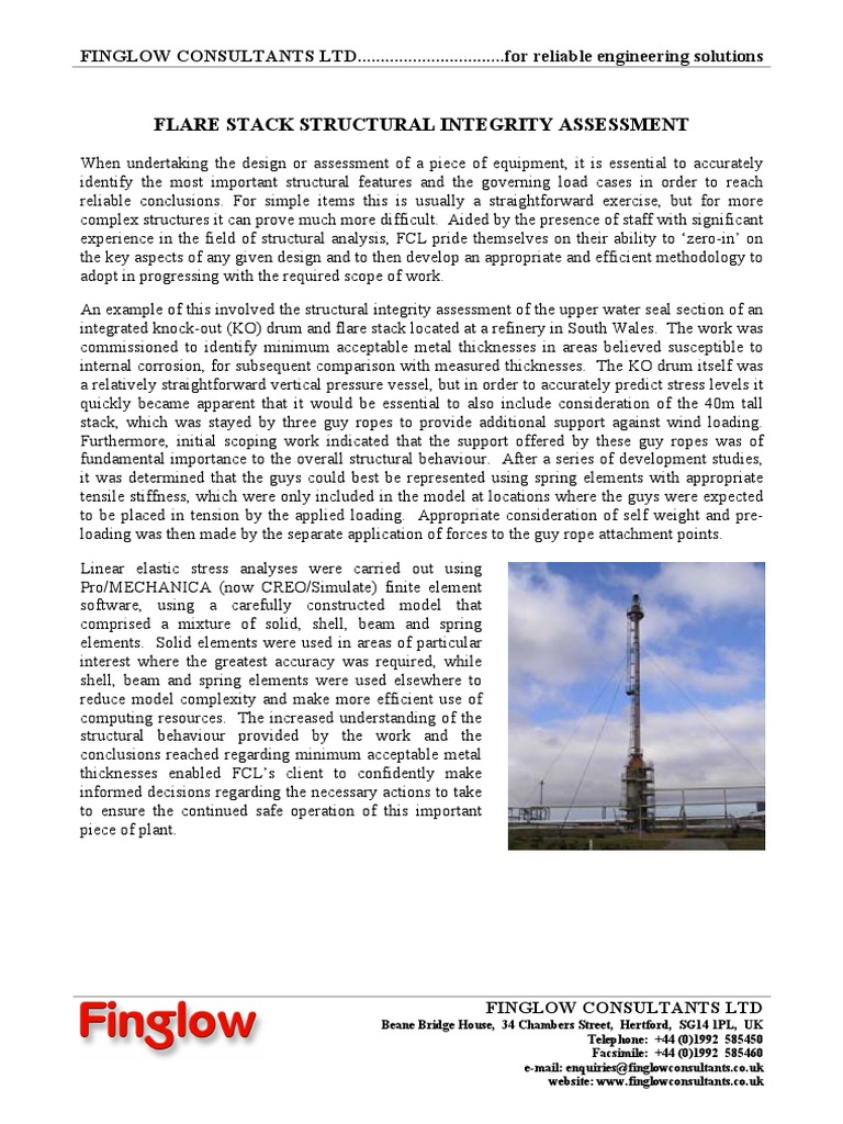 FLARE STACK STRUCTURAL INTEGRITY ASSESSMENT Case Study | PDF | Stress (Mechanics) | Structural ...