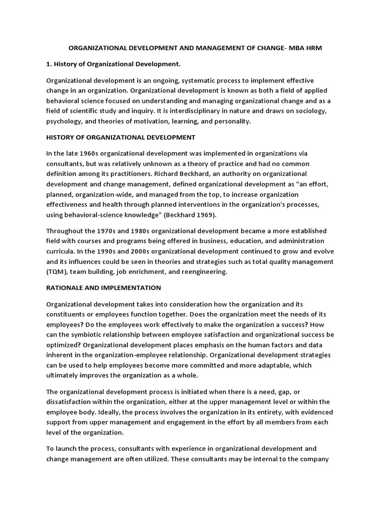 Organizational Development and Management of Change | PDF ...