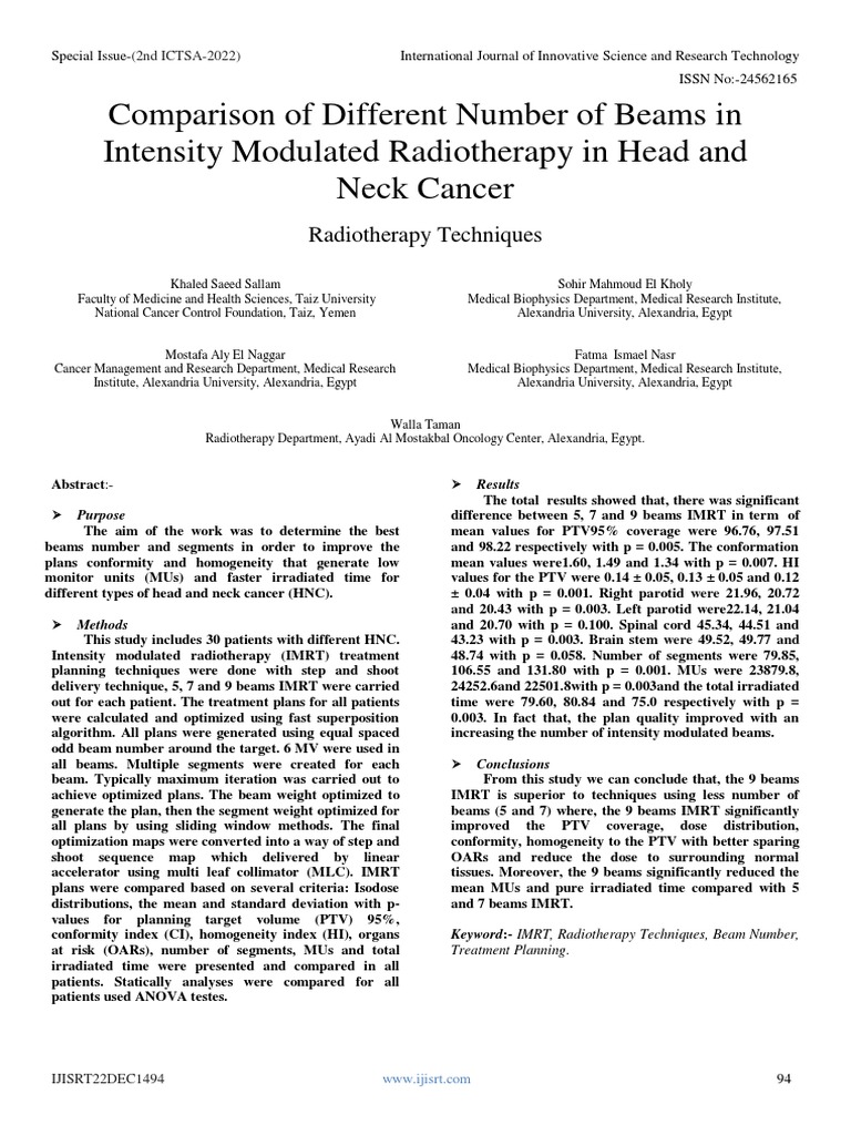 Comparison of Different Number of Beams in Intensity Modulated ...