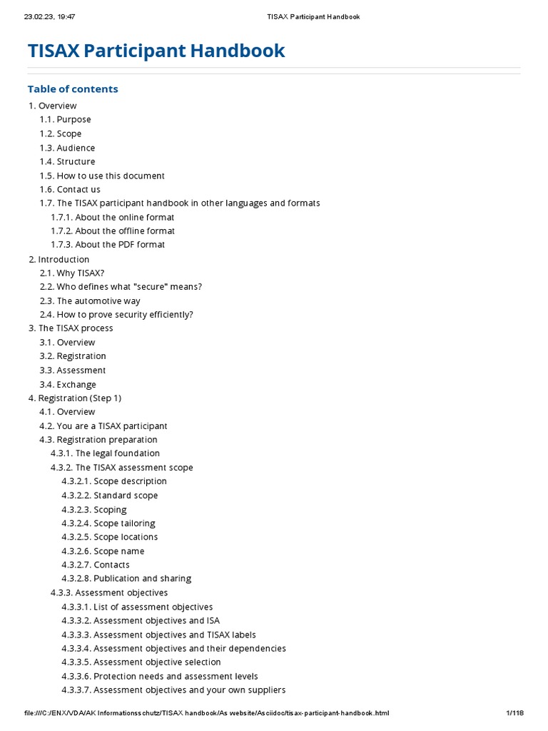 TISAX Participant Handbook | PDF | Information Security | Audit