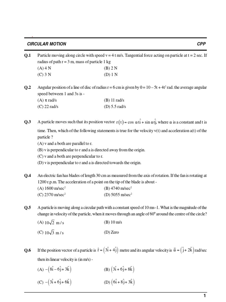 Circular 1 PDF | PDF | Velocity | Acceleration