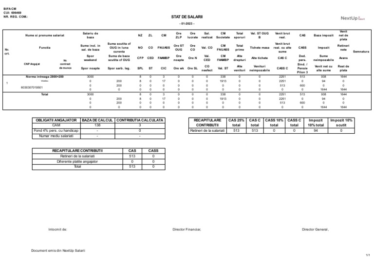 Stat Plata Ianuarie 2023 696469 | PDF