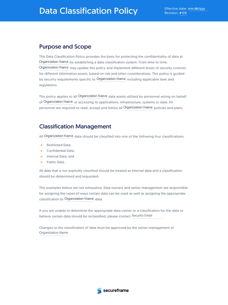 2022-Data-Classification-Policy Template | PDF | Classified Information | Computer Security
