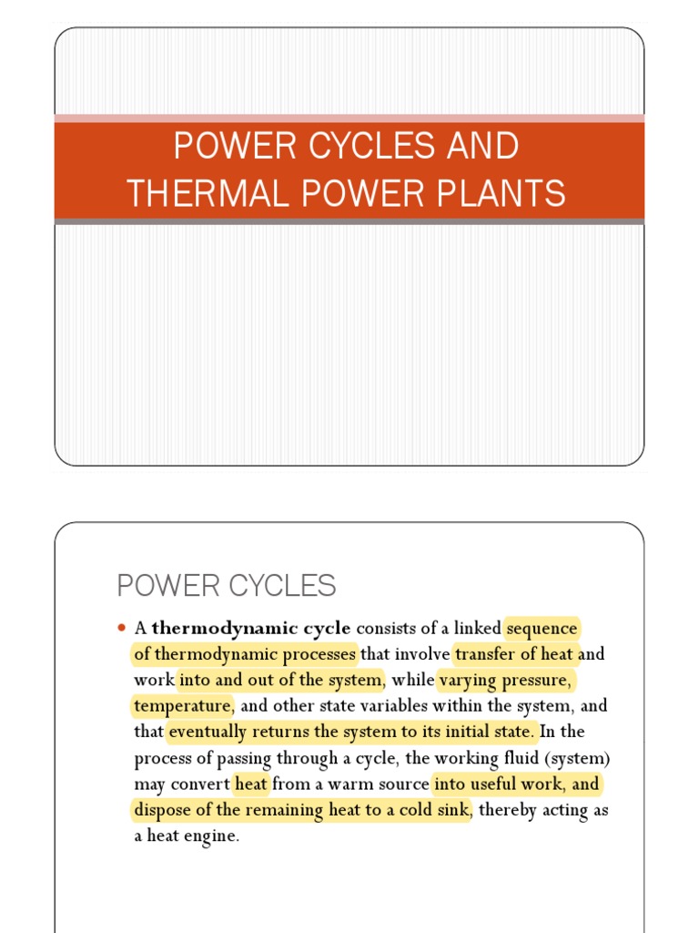 Power Cycles | PDF | Heat | Mechanical Engineering
