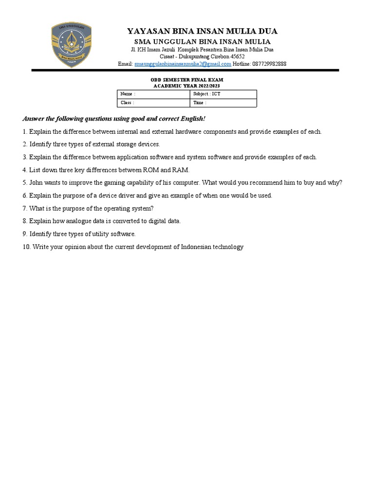 Kop Soal Pas Sma | PDF