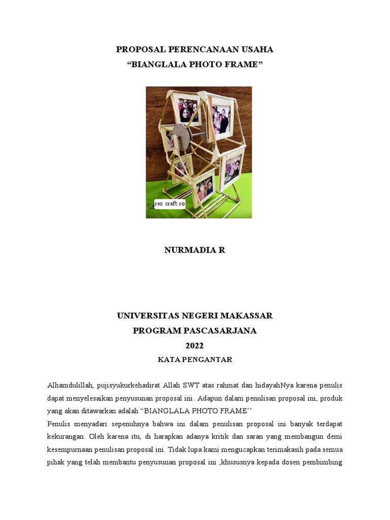 Proposal Usaha Bianglala Photo Frame | PDF | Karier & Perkembangan | Bisnis