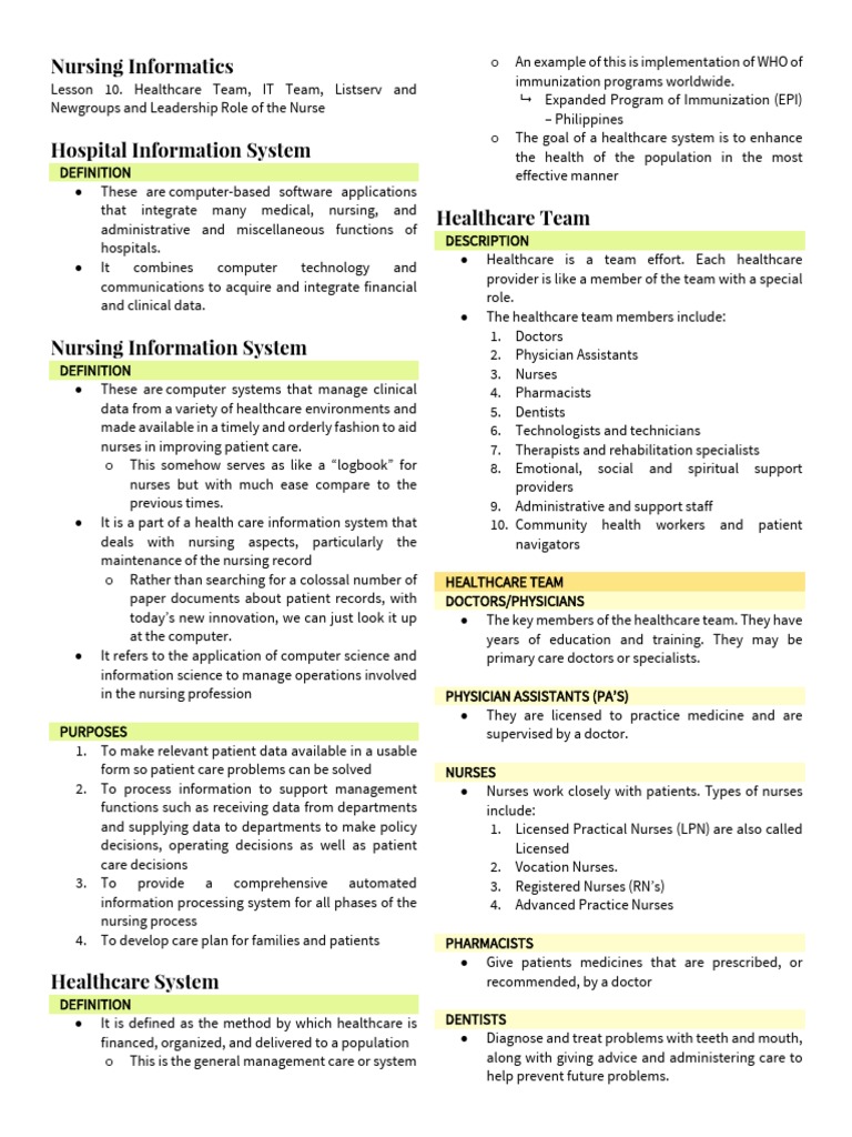 Lesson 10. Healthcare Team, IT Team, Listserv and Newgroups and ...