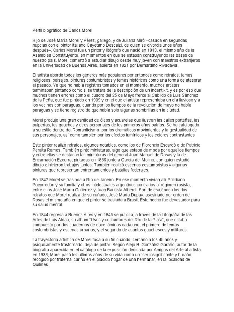 Biografía de Carlos Morel, Pintor Romántico | PDF | Pinturas | Argentina