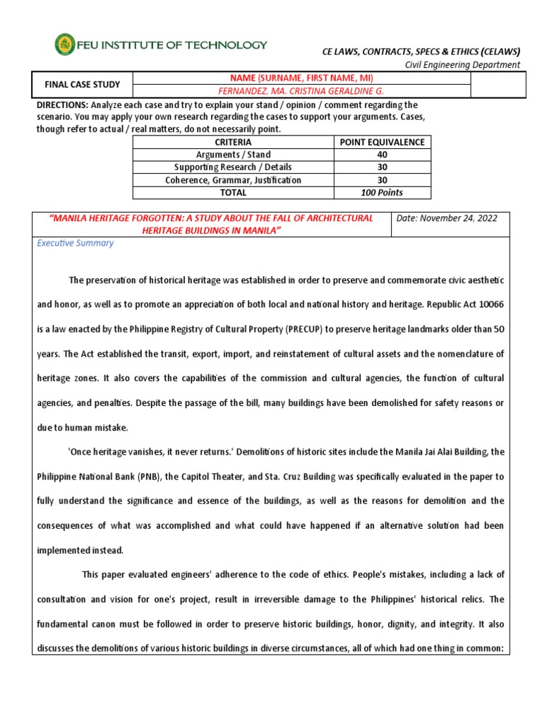 Final-Case-Study_New-Format (2) | PDF | Manila | Philippines