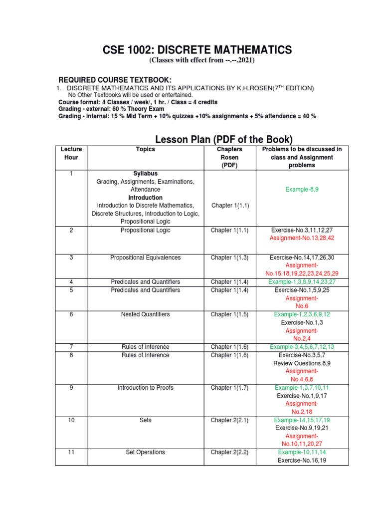 Lesson Plan DM - 2021 PDF | PDF | Mathematical Logic | Mathematical Concepts