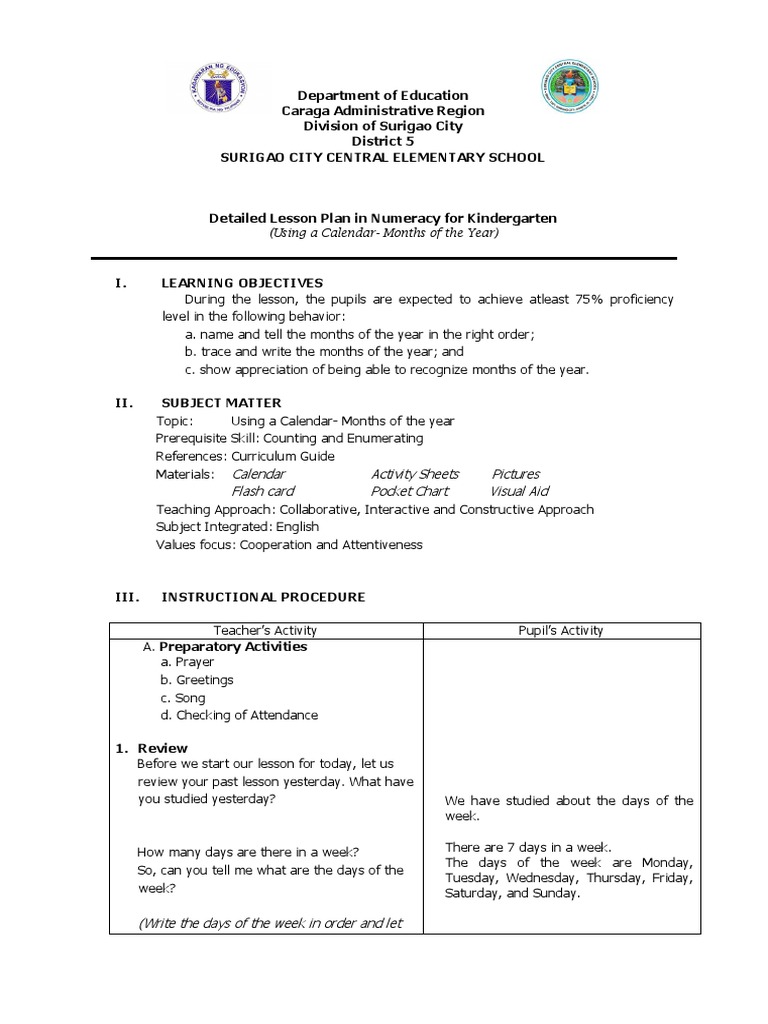 Kinder Lesson Plan Pdf Lesson Plan Cognitive Science
