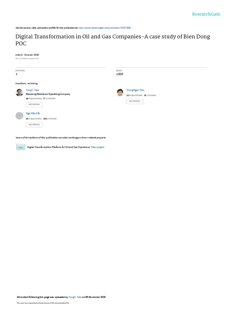 Digital Transformation in Oil and Gas Companies-A Case Study of Bien ...