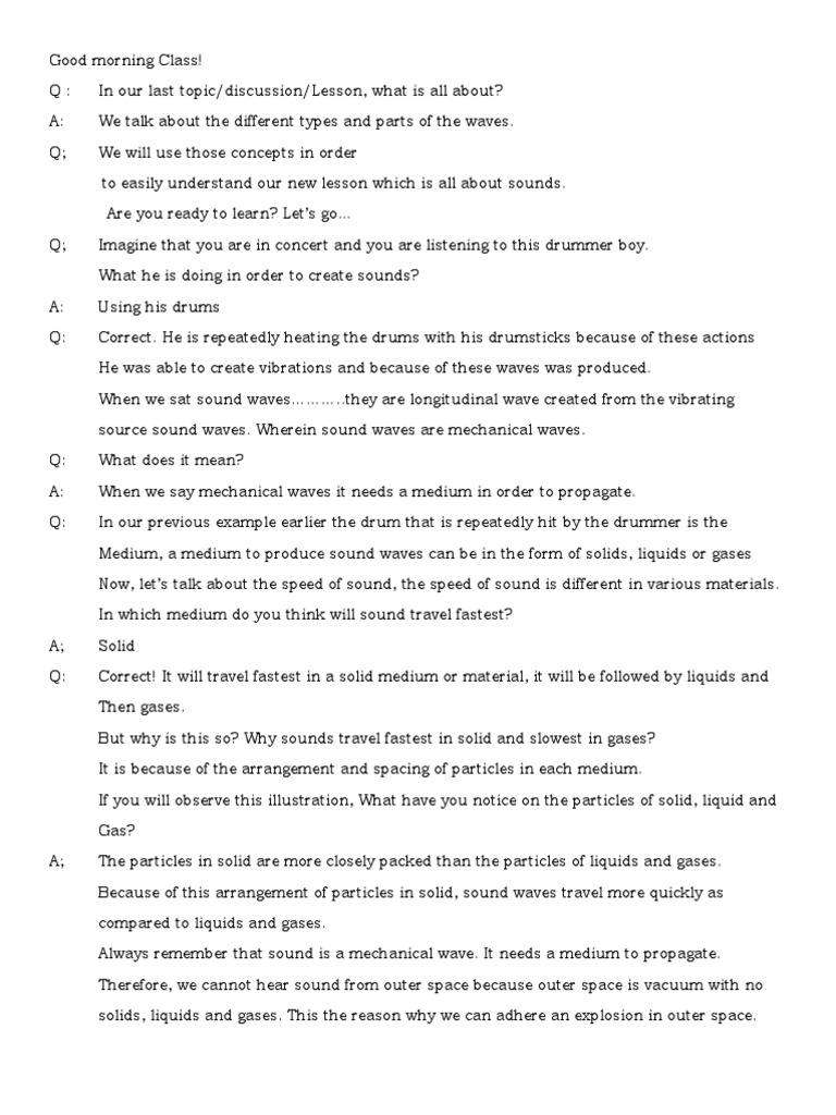 5e's Lesson Plan in Science 7 | PDF | Sound | Amplitude