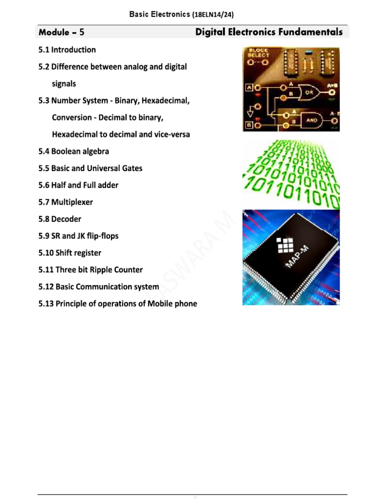 VTU Notes Basic Electronics | PDF | Digital Signal | Logic Gate
