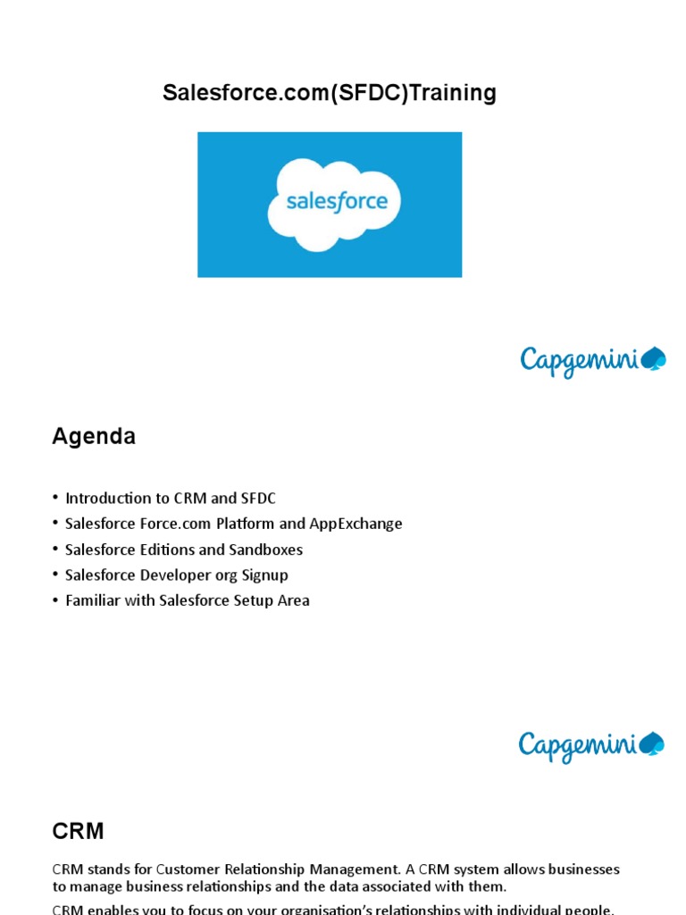 Salesforce Training - Basics | PDF | Customer Relationship Management | Cloud Computing