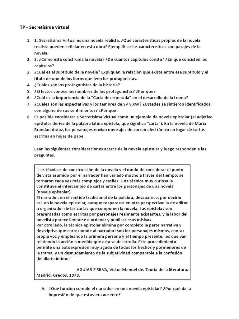 TP - Secretísima Virtual PDF | PDF | Novelas