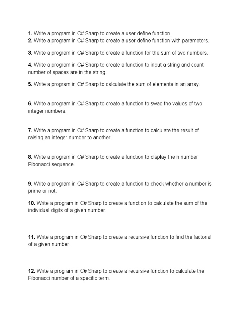 Function Exercises | PDF