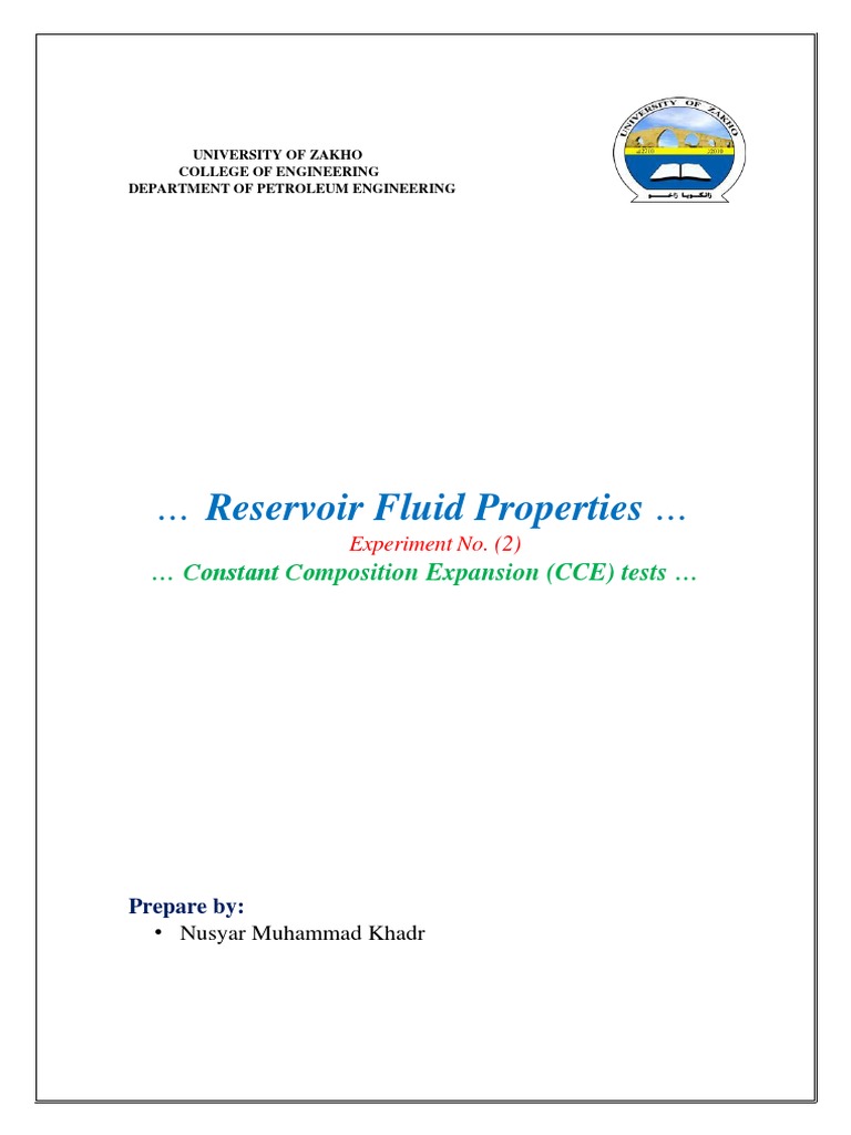 Reservoir Fluid Properties : Constant Composition Expansion (CCE) Tests ...
