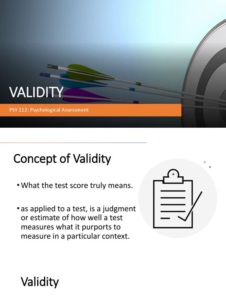 Validity: PSY 112: Psychological Assessment | PDF | Validity (Statistics) | Factor Analysis