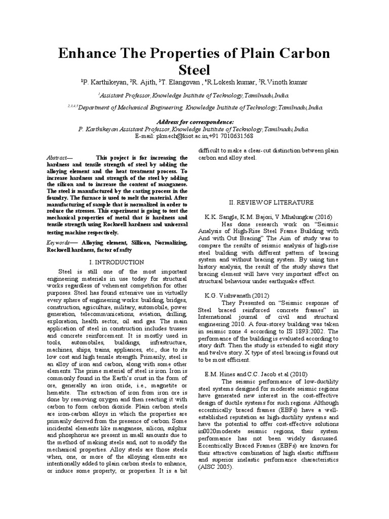 enhance the properties of plain carbon steel | PDF | Steel | Hardness