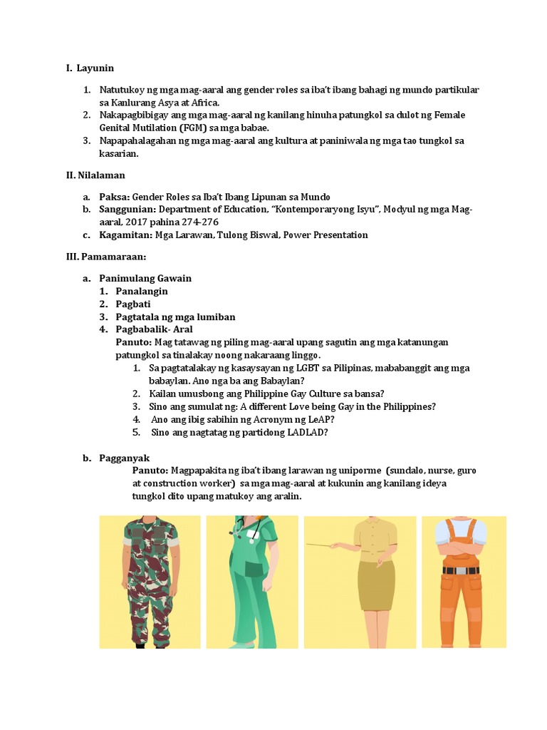 Semi Lp Gender Roles Sa Ibat Ibang Lipunan Sa Mundo Pdf
