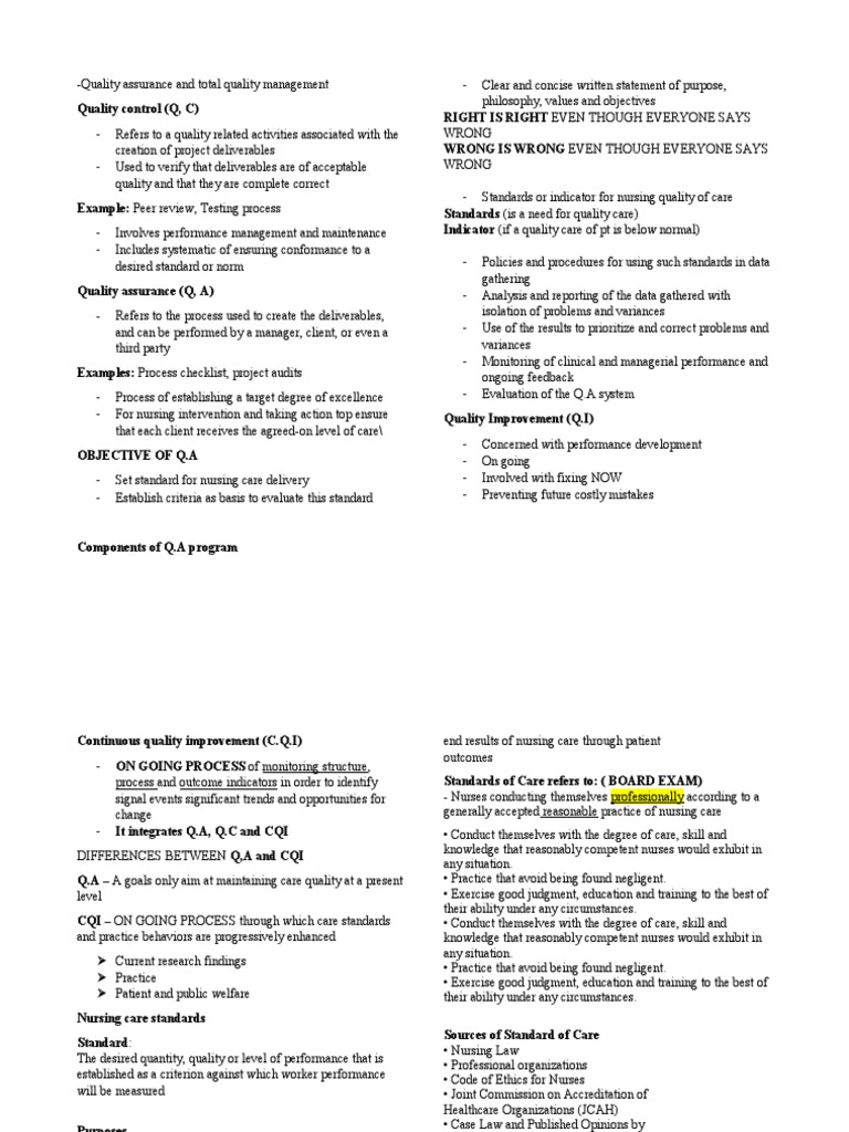 Quality Assurance | PDF | Patient | Nursing