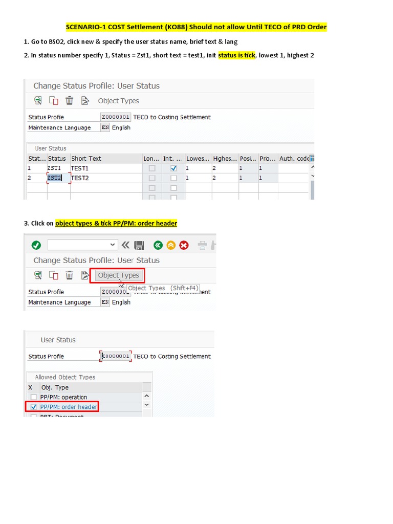 Status Profile Creation and Assignment To An Order Type in SAP PP | PDF | Computing | Software ...