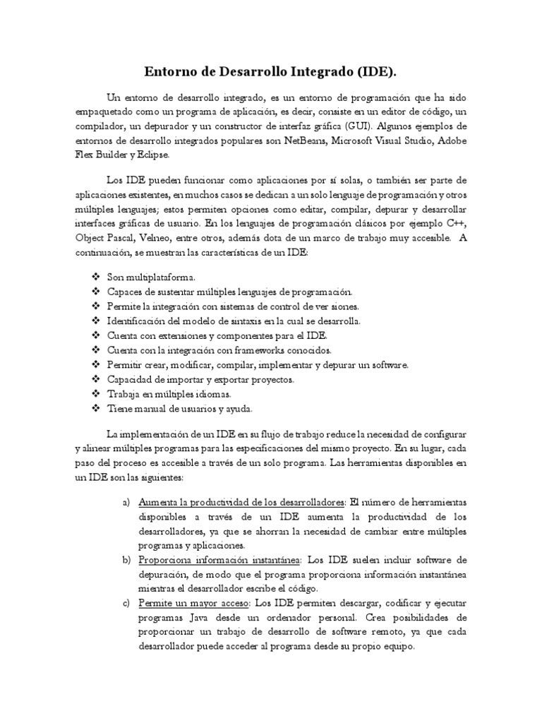 Entorno de Desarrollo Integrado | PDF