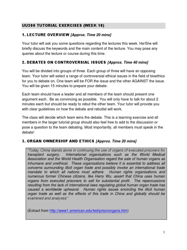 Week 10 Tutorial Exercises Pdf Applied Ethics 