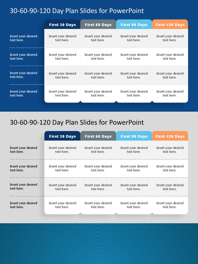 30-60-90-120 Day Plan Slides Template | PDF
