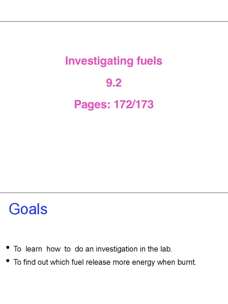 Investigating Fuels | PDF