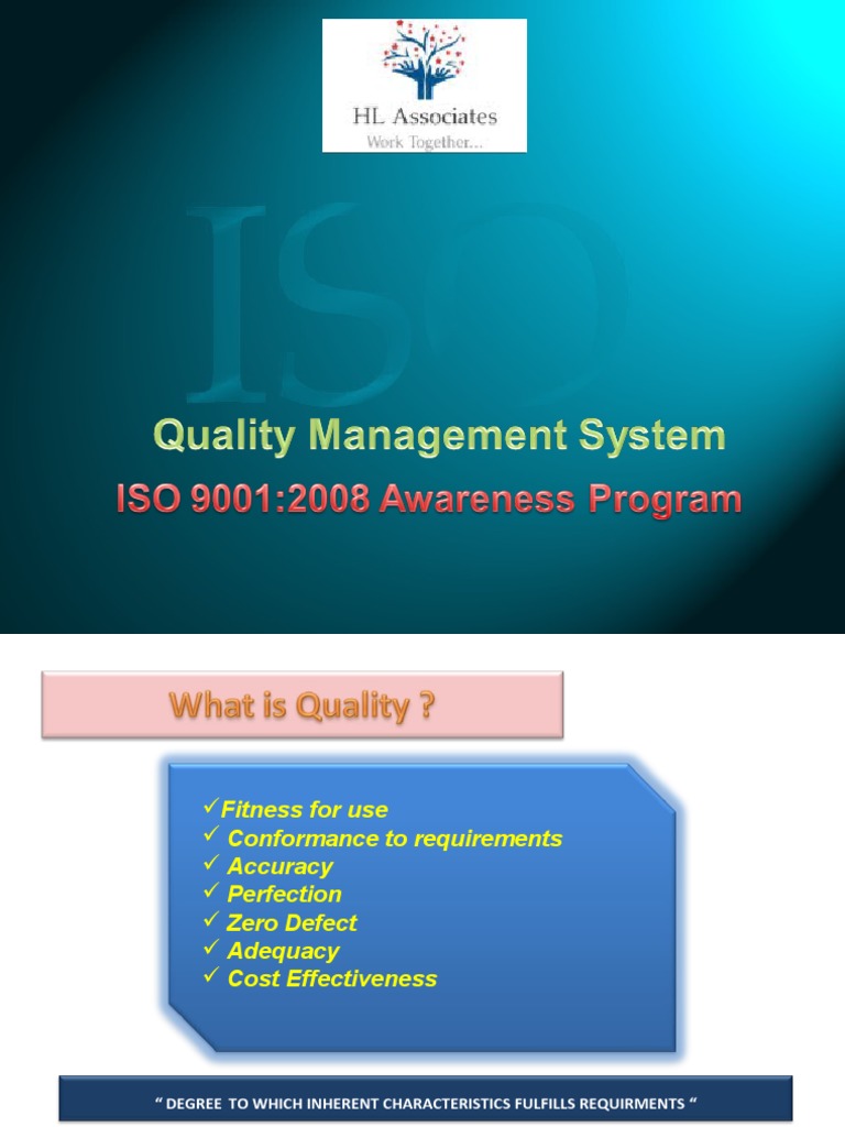 Iso 9001 2008 Awarness | PDF | Quality Management System | Verification ...