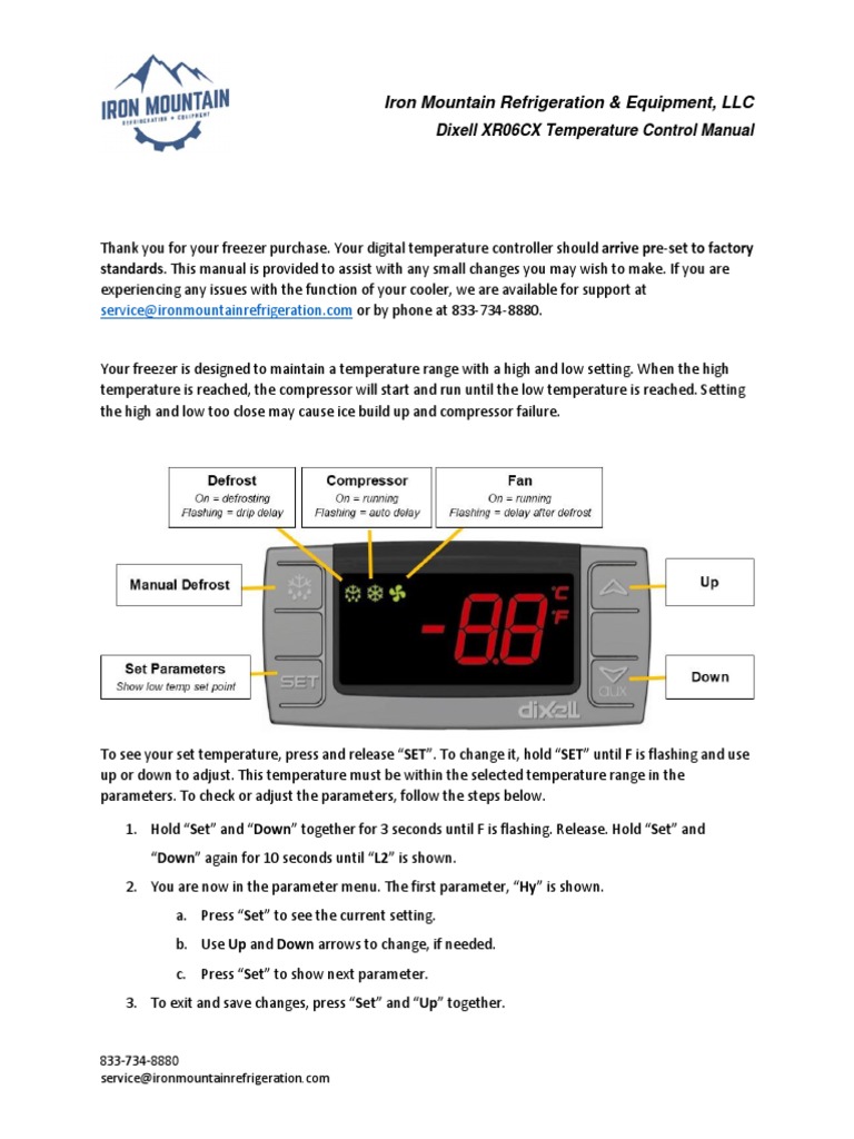 Dixell XR06CX Freezer Temperature Control Manual Iron Mountain ...