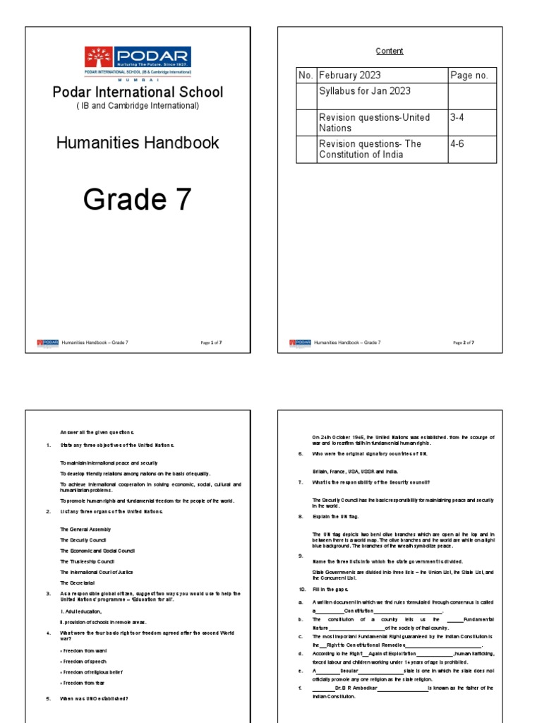 Grade 7: Humanities Handbook | PDF | International Relations | World ...