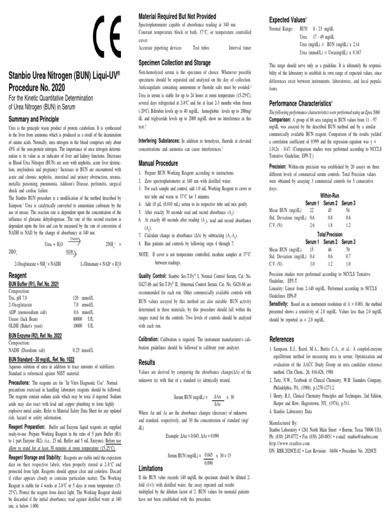 Stanbio BUN PDF | PDF | Urea | Magnesium