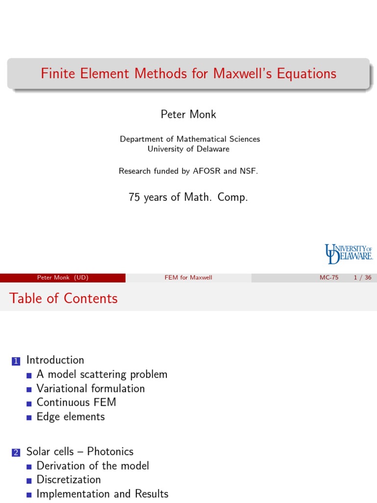 FEM Techniques for Maxwell's Equations | PDF | Finite Element Method ...