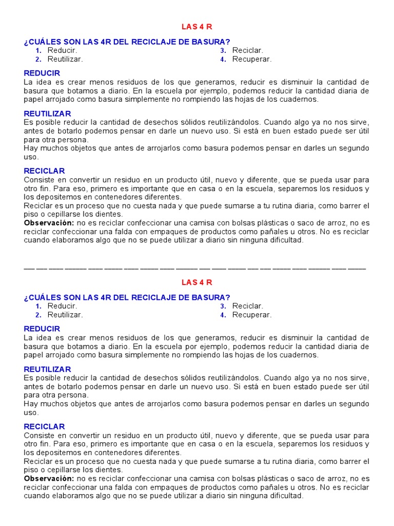 Las 4R | PDF | Residuos | Reciclaje