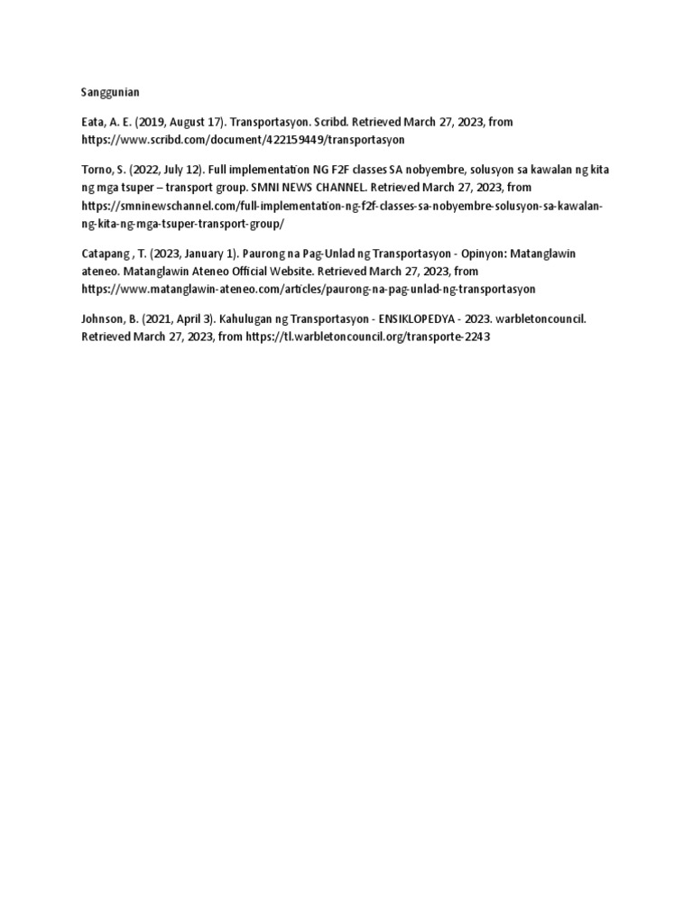 Mga Sanggunian | PDF