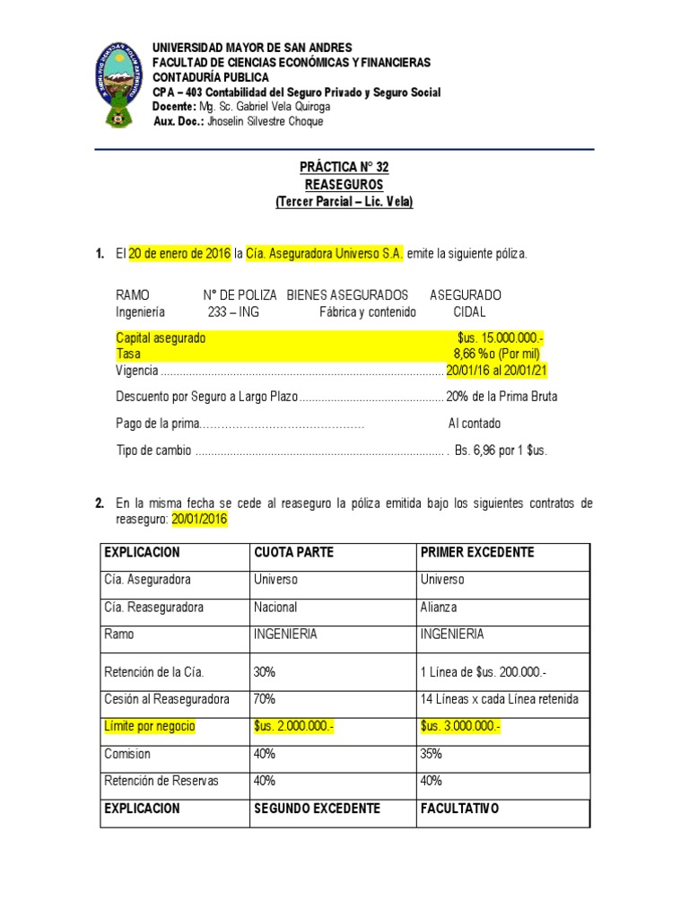 32_REASEGUROS (Tercer Parcial) | PDF | Reaseguro | Derecho empresarial