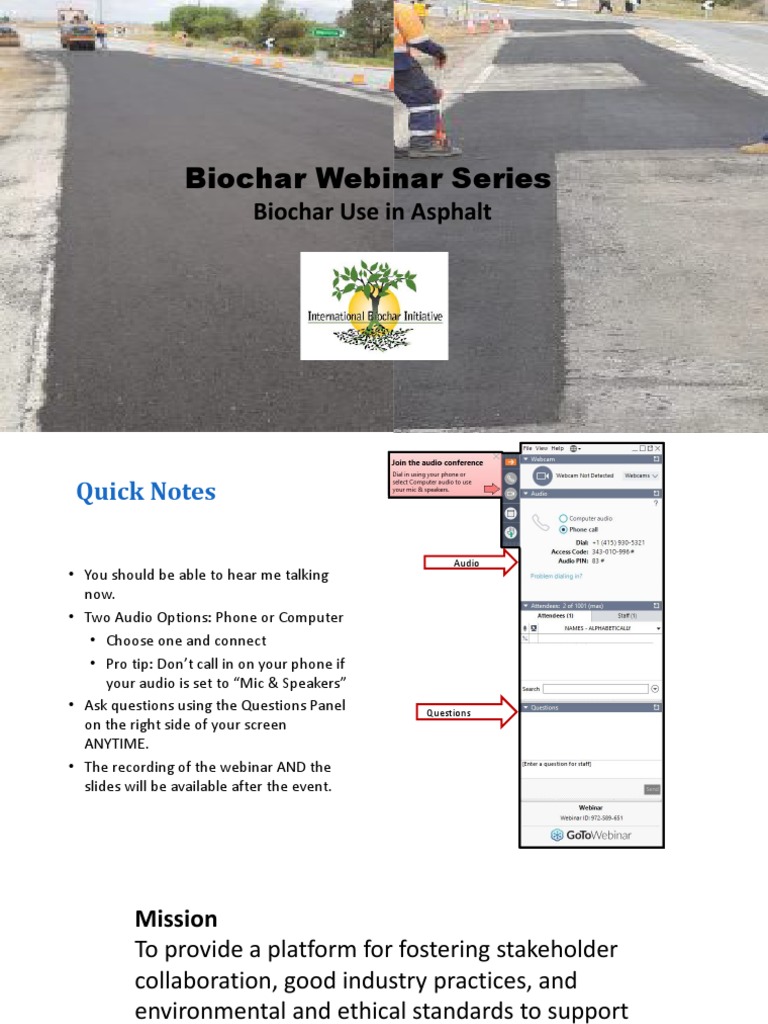 IBI Webinar Biochar Use in Asphalt | PDF | Pyrolysis | Combustion