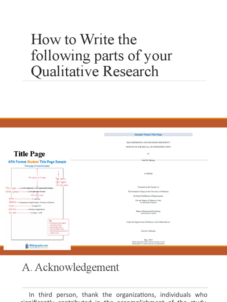 How to Write the following parts of your qualitative research.pptx ...