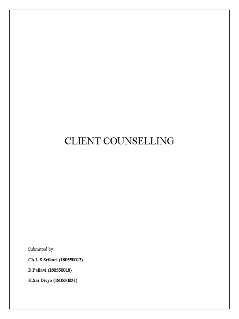 Client Counselling: Submitted by | PDF | Marriage | Divorce