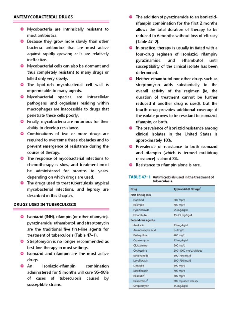 Antimycobacterial Drugs NOTES PDF | PDF | Mycobacterium | Tuberculosis