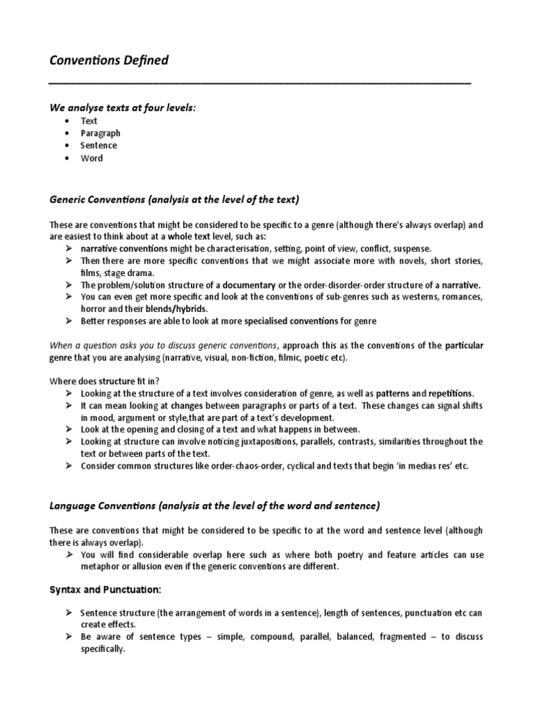 Generic Conventions Defined | PDF | Poetry | Word