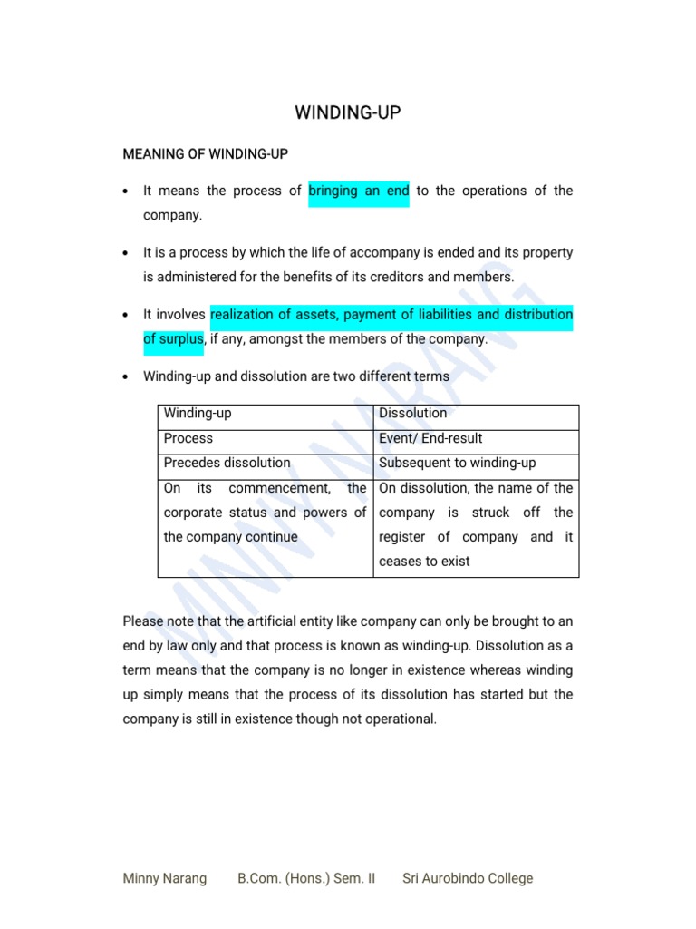 Understanding Winding-Up Processes | PDF