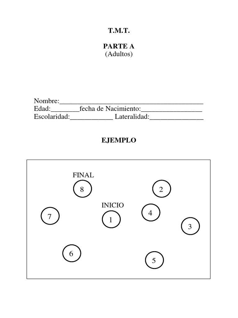 TMT ADULTOS Y NIÑOS | PDF