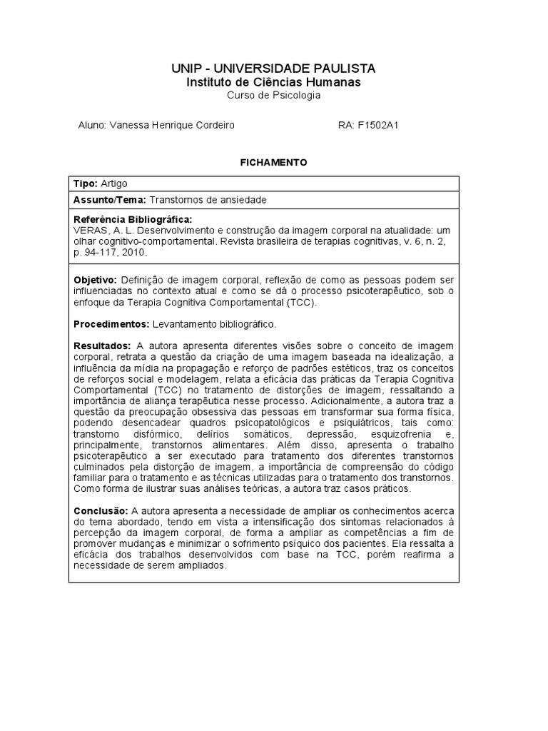 Modelo de Fichamento | PDF