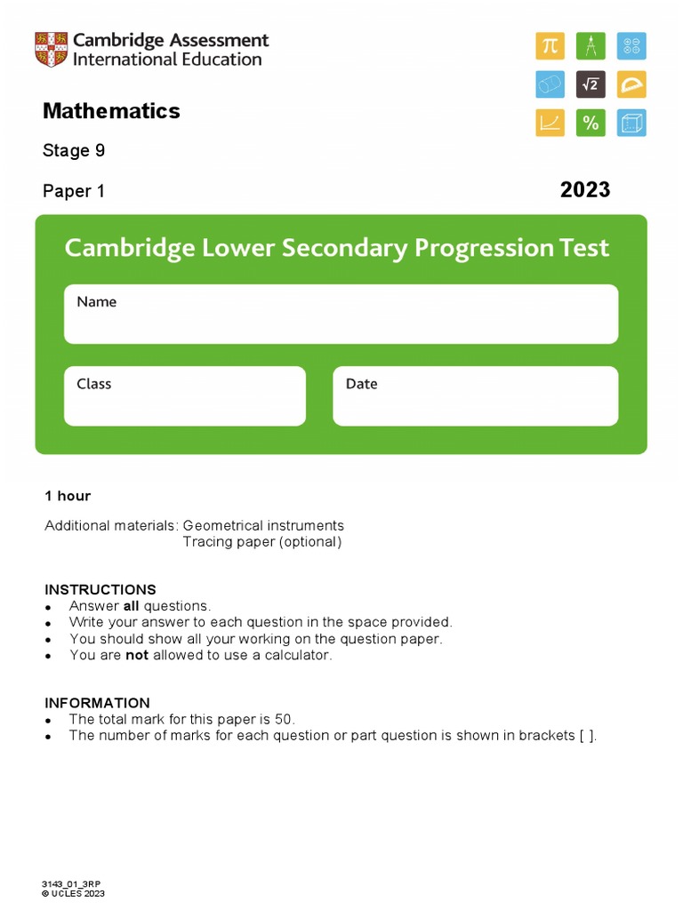 Mathematics: Stage 9 Paper 1 | PDF | Speed | Geometry