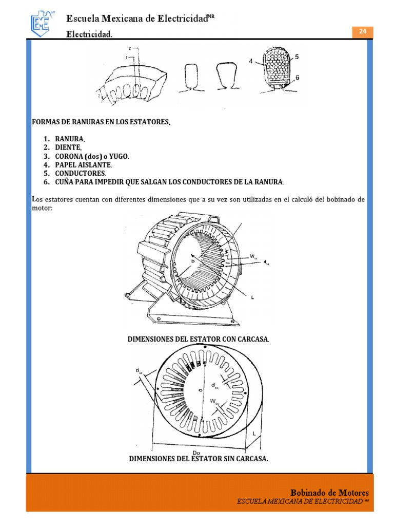 Formas y dimensiones de ranuras y bobinados en estatores de motores ...
