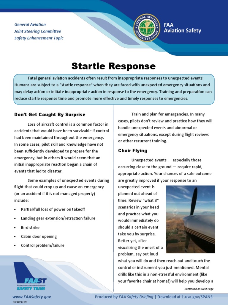 Startle Response | PDF | Federal Aviation Administration | Transport